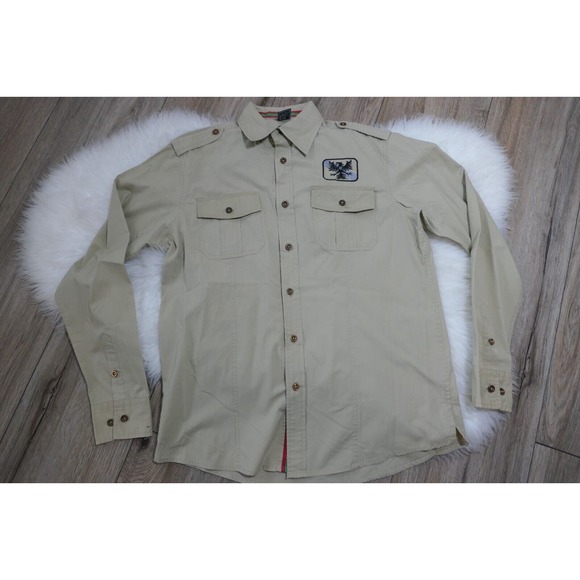 Avirex | Shirts | Avirex Aviation Button Down Usa Tan Mens Medium ...